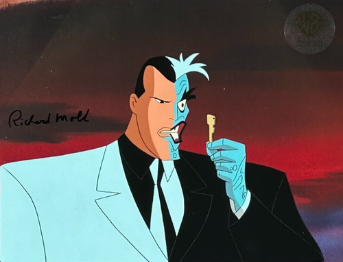 RICHARD MOLL rare TWO-FACE cel A2 SIGNED SINS OF THE FATHER Batman BTAS ...