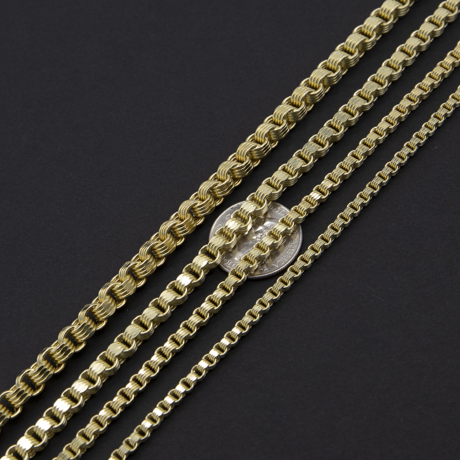 Byzantine Rolo Link Chain Necklace Real 10K Yellow Gold All Sizes | eBay