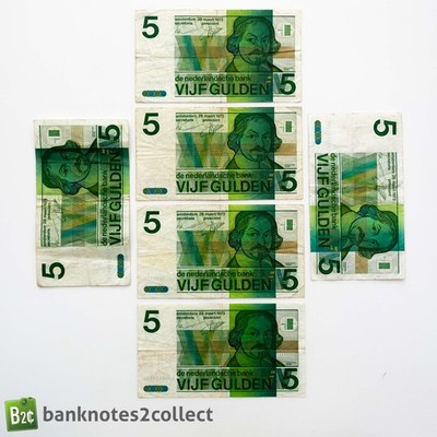 NETHERLANDS: 6 x 5 Dutch Guilder Banknotes. | eBay