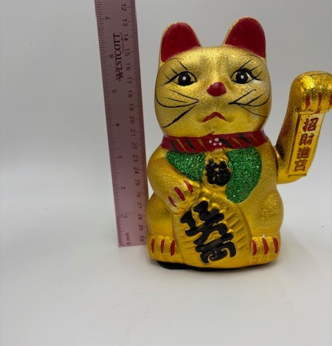 Feng Shui 7" Waving Lucky Wealth Cat Gold Ceramics Maneki Neko Prosperity WORKS | eBay