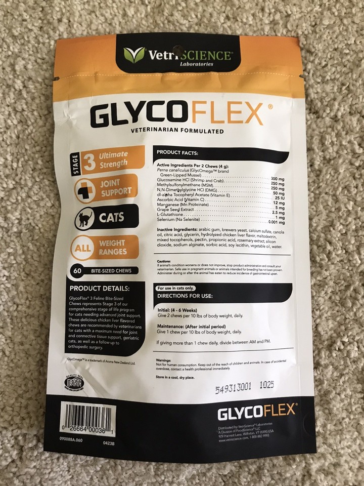 Glyco Flex 3 Joint Support for Cats, 60 Bite Sized Chews exp 10/2025 | eBay