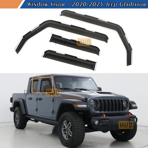 For 2020-2026 Jeep Gladiator In-Channel Rain Guards Window Visors Vent ...