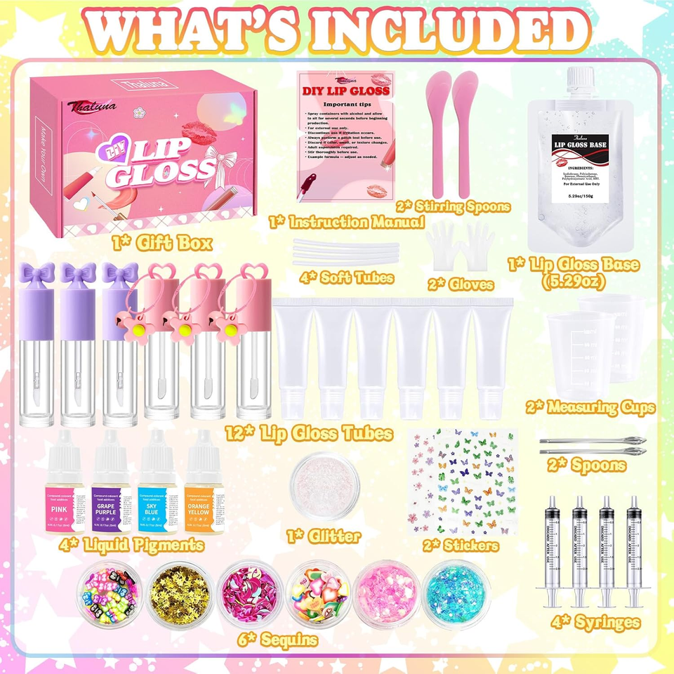 Thaluna Lip Gloss Making Kit, Lip Gloss Set for Teens Kids Lip Kit Fun ...