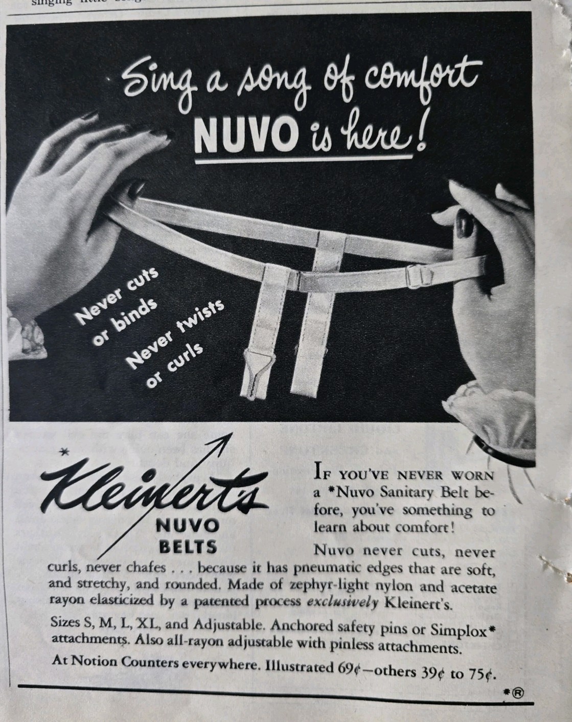 1948 Women's Kleinert's Nuvo Sanitary Belts Feminine Hygiene Comfort ...