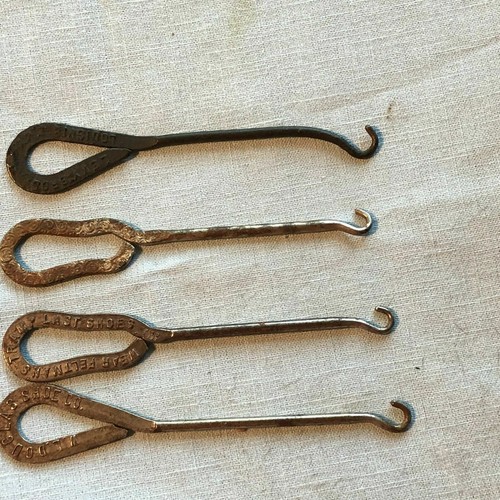 4 Antique Button Hooks Victorian Metal Marked Shoes B… - Gem