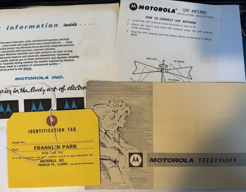 Motorola Television 1970’s Booklet, Tag Ephemera Collectible Lot ...