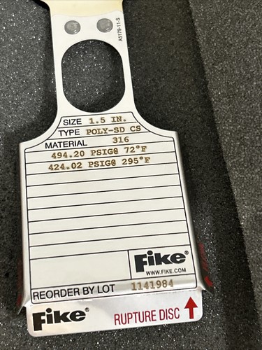 (2) Fike POLY-SD CS Stainless Rupture Discs 1.5” Fast Shipping ...