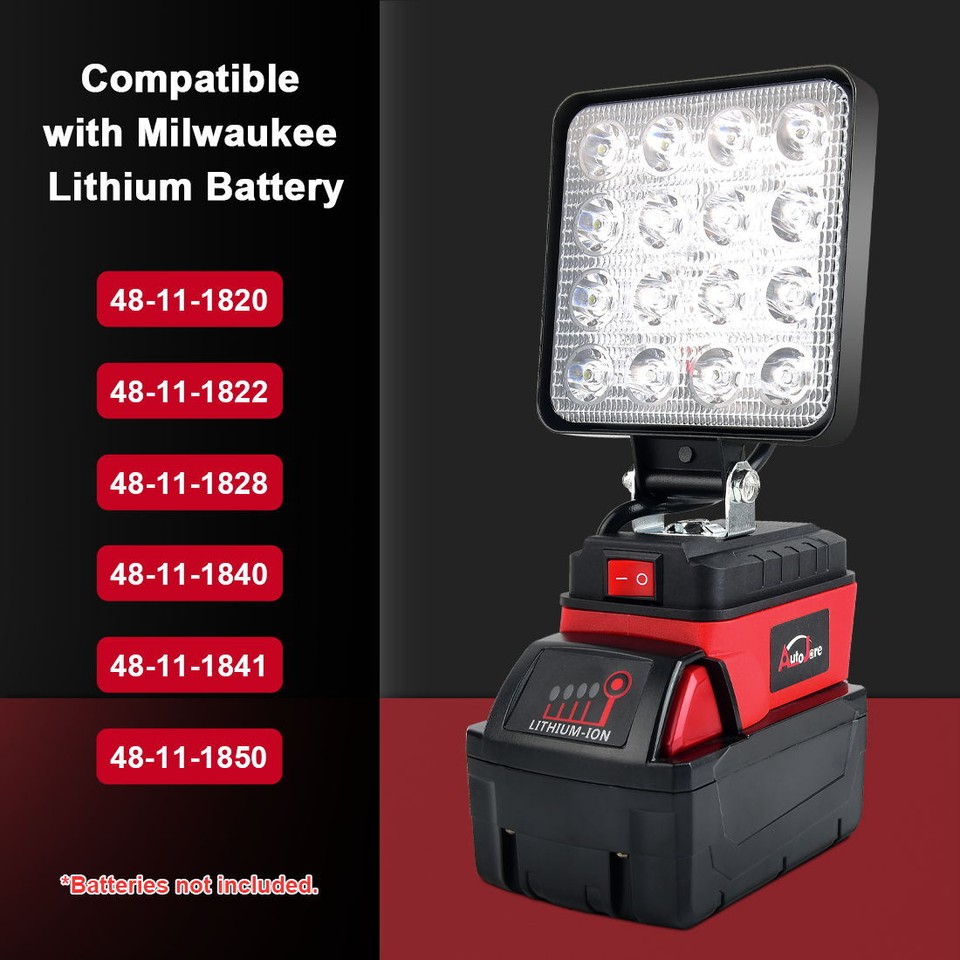 Wireless LED Work Light for Milwaukee M18 18V Battery Cordless Outdoor ...