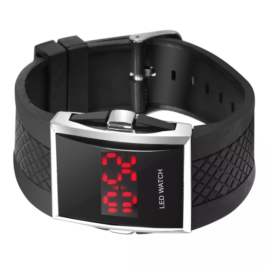 Multifunctional Fashion Luxury Digital Mens Red LED Light Sport Wrist ...