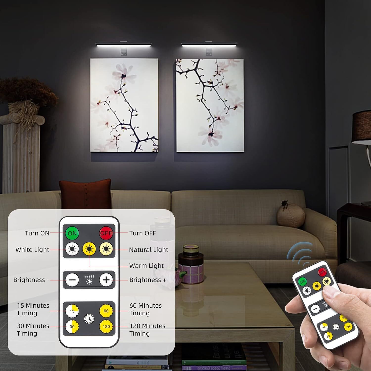 Picture Light Battery Operated, 16Inch Rechargeable Picture Frame Light ...