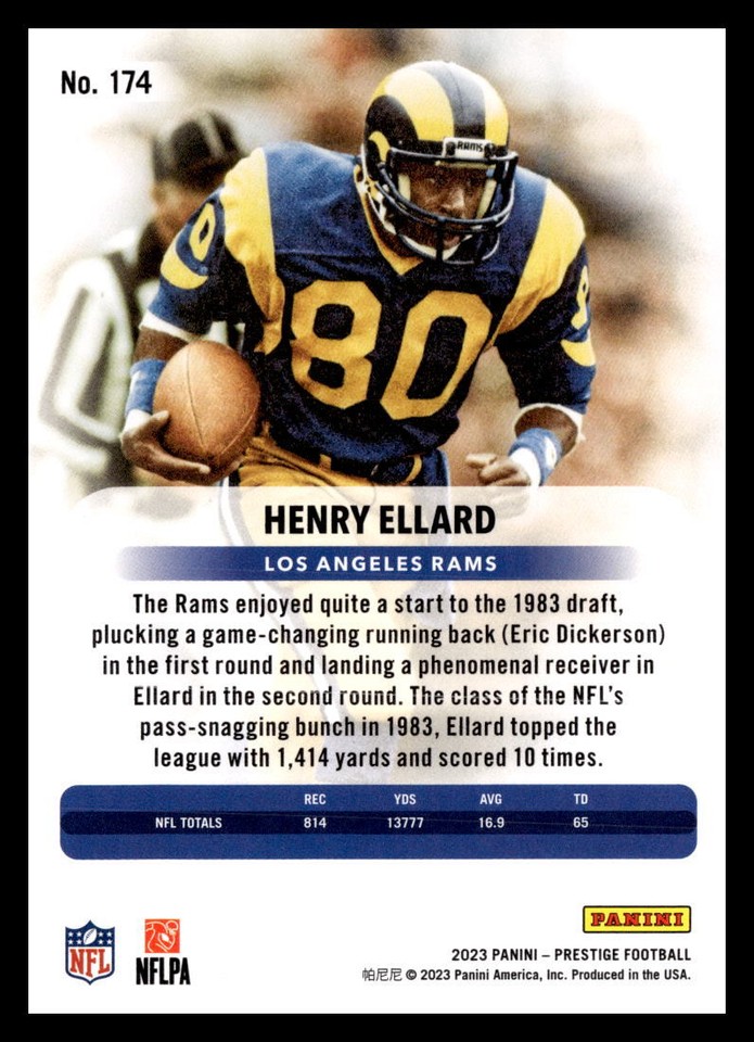 2023 Panini Prestige #174 Henry Ellard Los Angeles Rams Football Card ...