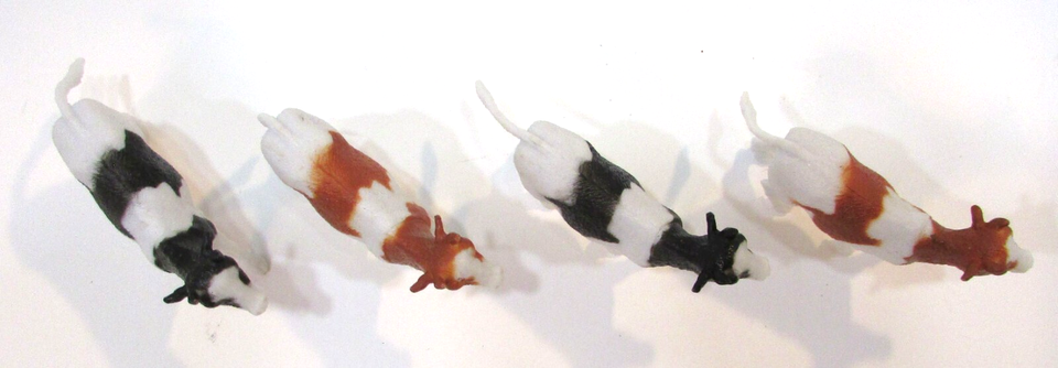 Four Vintage 1980's Small 3" Black Brown White Plastic Cows Toy Farm ...