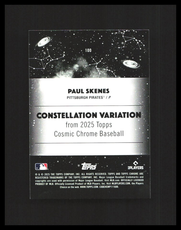 2025 Paul Skenes Topps Cosmic Chrome CONSTELLATIONS #100 Pittsburgh ...