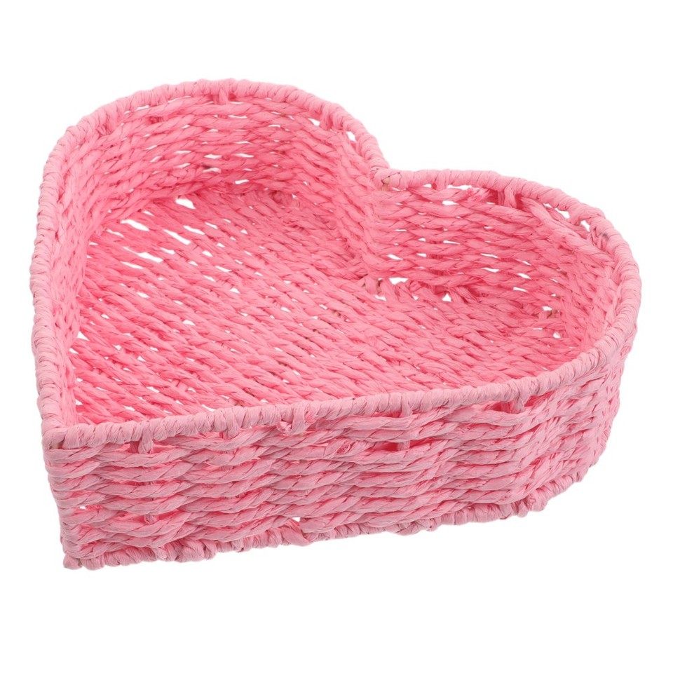 Heart Paper Rope Basket Rattan Woven Storage Basket Decorative Desktop ...
