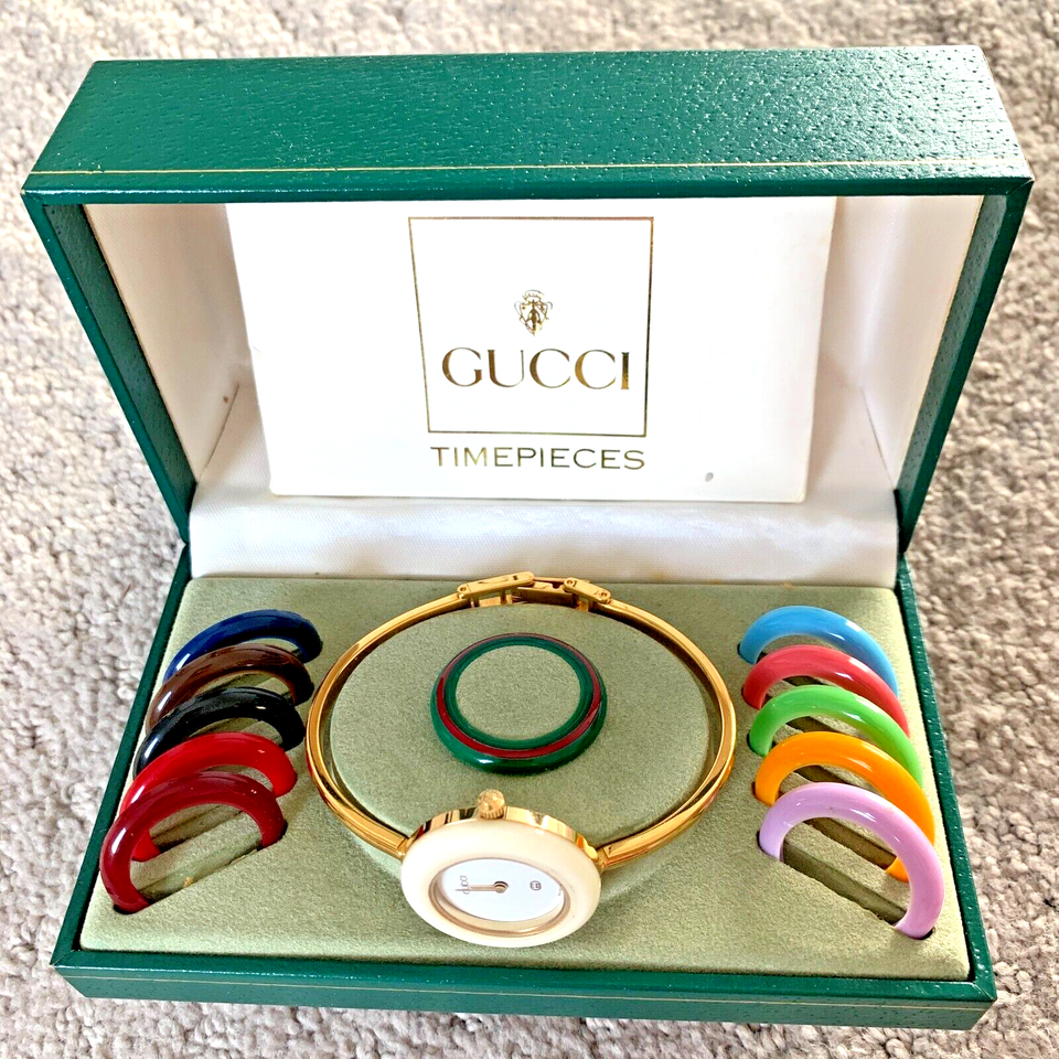Gucci Change Bezel 12 Colors White/Gold Women's Watch Plating Quartz ...