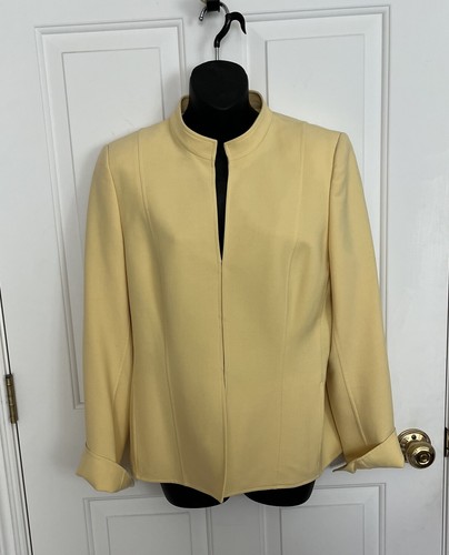 Carlisle Women Lemon Yellow Jacket Hidden Button Size 8 Turn Back Cuff ...