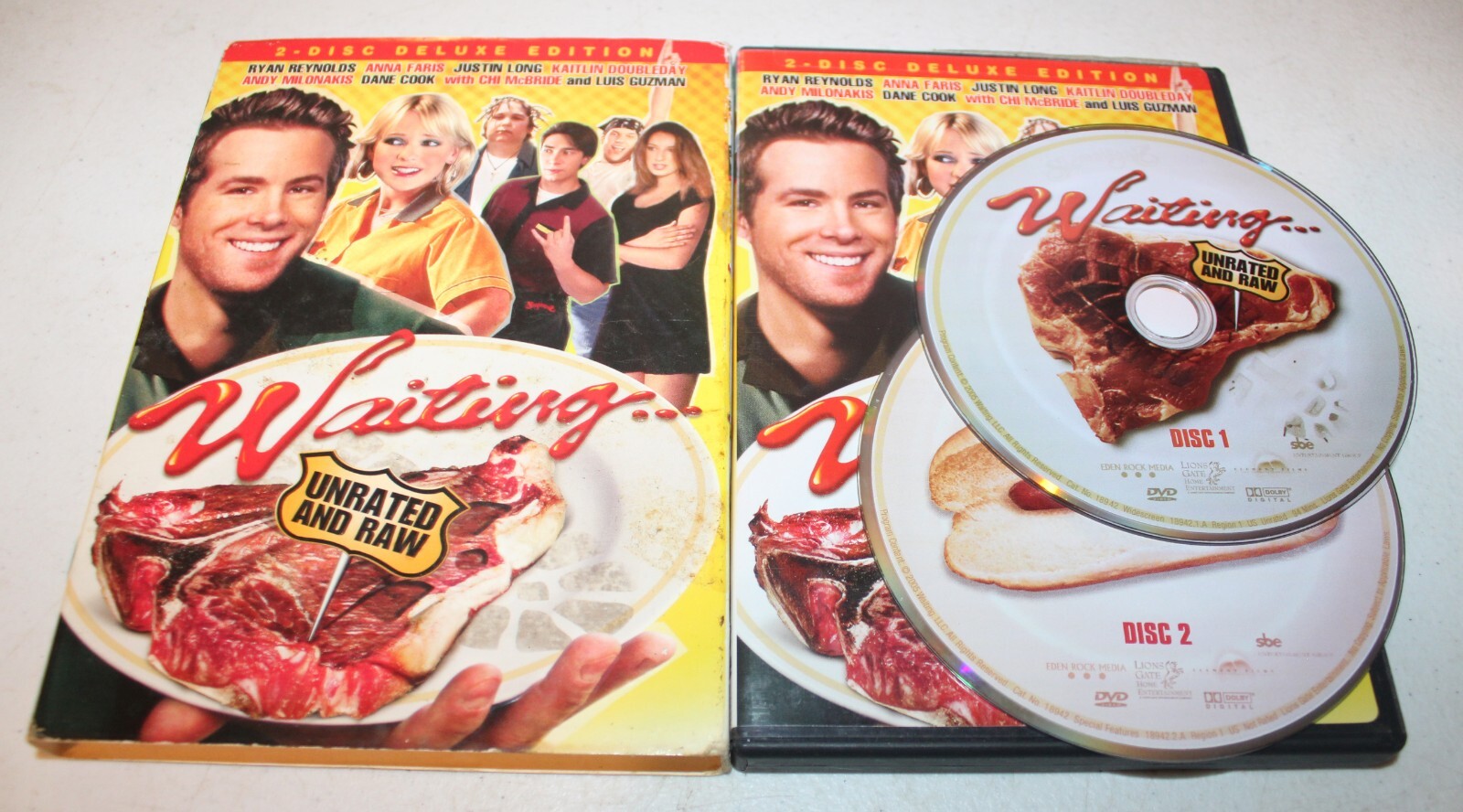 Waiting (DVD, 2005) Ryan Reynolds, Anna Faris, Justin Long, 2 Disc ...