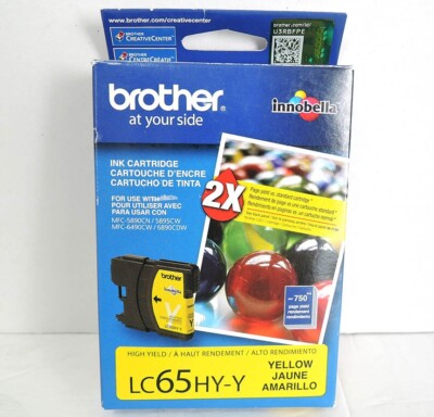 NEW GENUINE BROTHER LC65HYY YELLOW INK | eBay