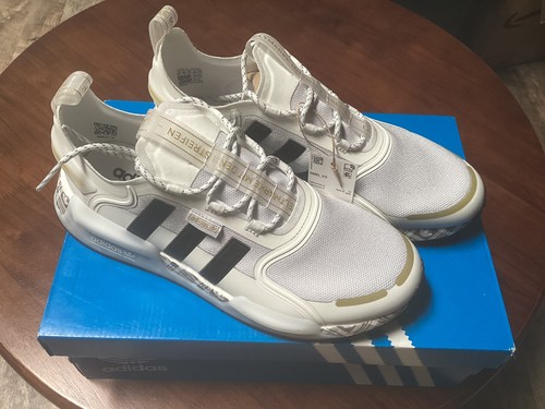 Size 9-Adidas NMD_R1 V3 Athletic Shoes-Cloud White/Core Black/Gold ...