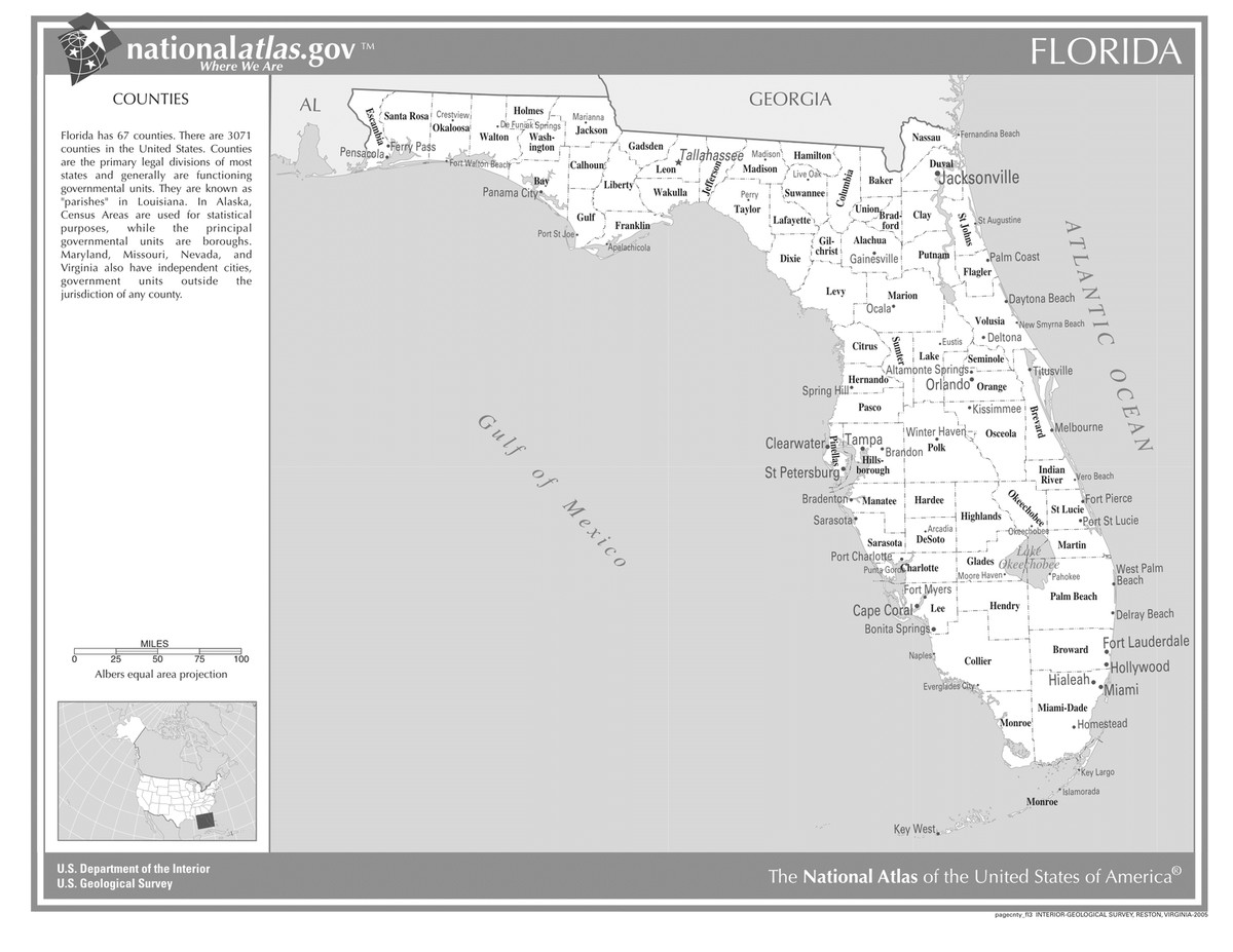 Counties Of Florida Map Detailed Administrative Map Of Florida State