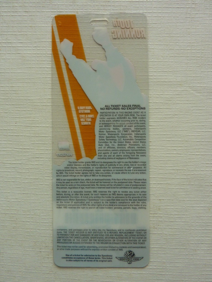 2016 Indianapolis 500 100TH Running ticket Juan Pablo Montoya | eBay