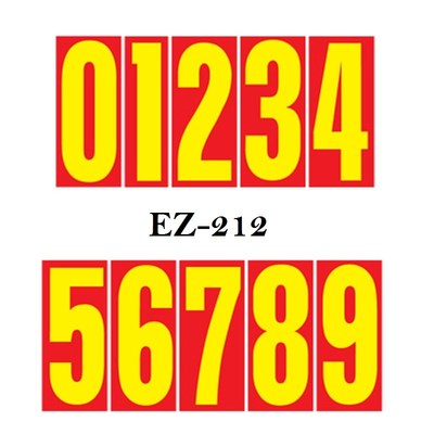 Car Dealer Windshield Stickers 9 1/2 Inch Numbers Red and Yellow 12 ...