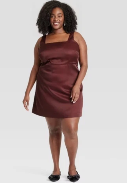 A New Day ♈Woman's heavy Satin side zip Midi Dress size 8~Burgandy | eBay