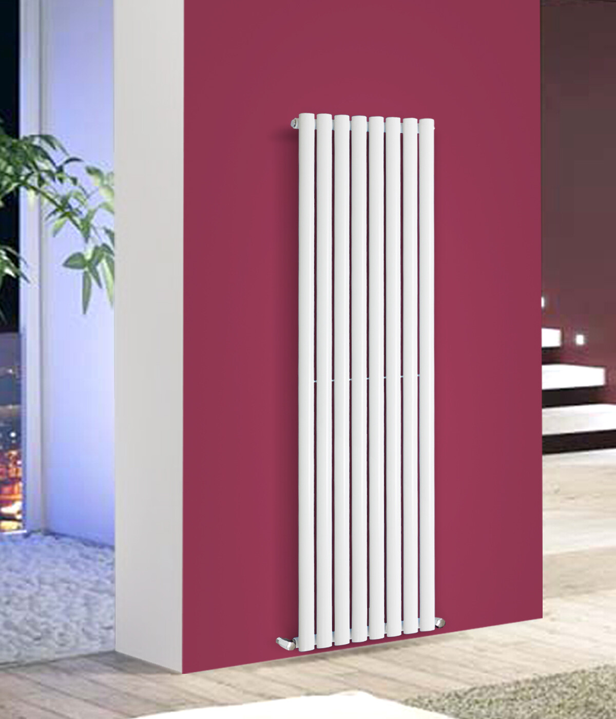 Oval Column Designer Radiator White Single 1600x472mm Tall Upright ...