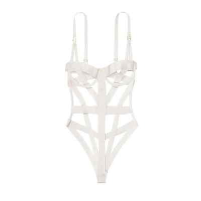 Victoria's Secret Strappy Banded Caged Teddy White L | eBay