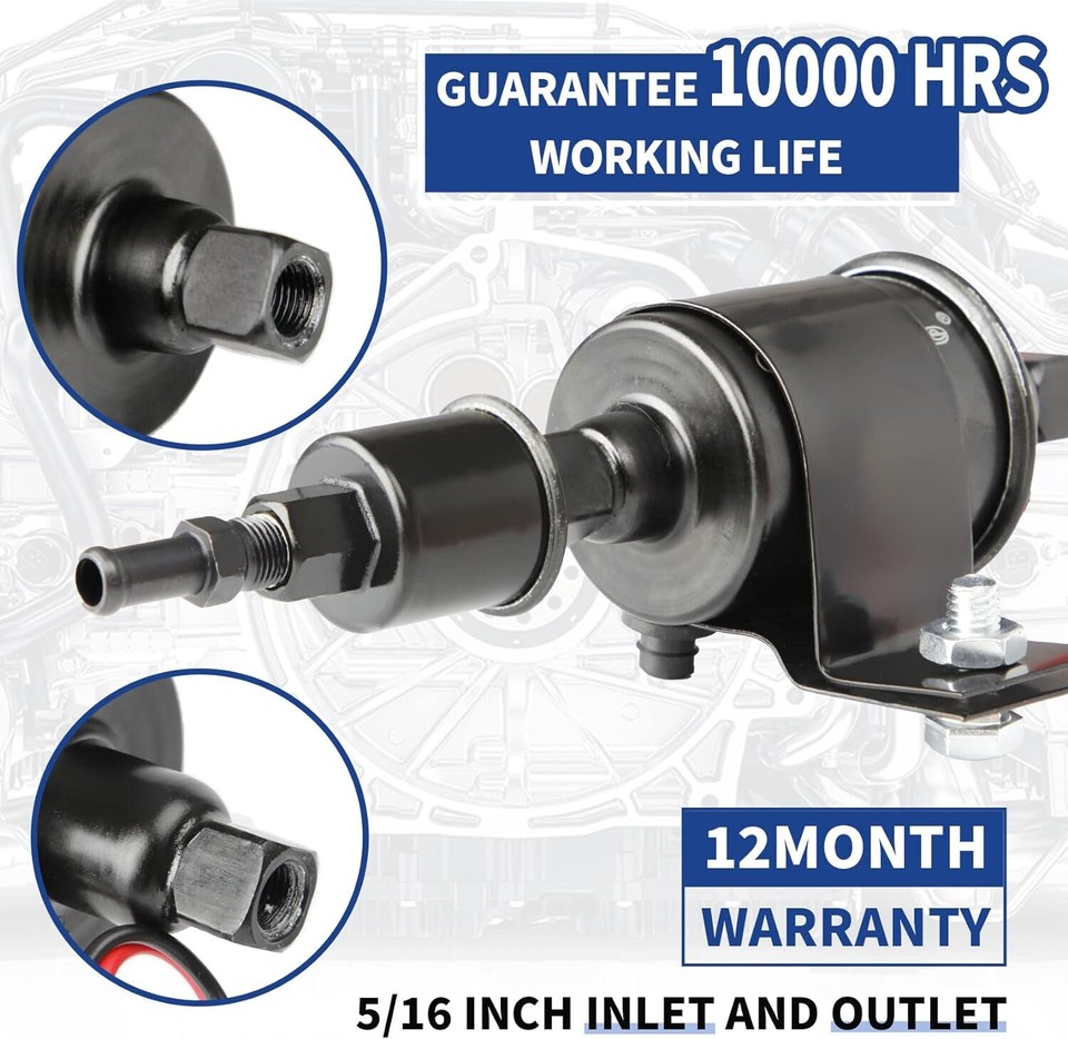 Universal Micro Electric Fuel Pump Inline Low Pressure Pump E8012S 5-9 ...