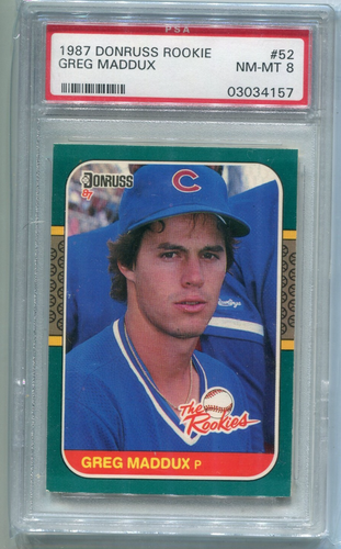 GREG MADDUX CHICAGO CUBS 1987 DONRUSS THE ROOKIES BASEBALL CARD #52 PSA ...