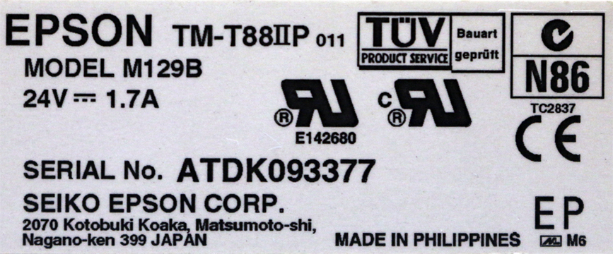 Epson Seiko Corporation M129B TM-T88IIP POS Thermal Receipt Printer | eBay
