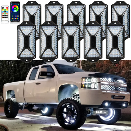 10 Pods RGB LED Rock Lights Underbody Kit Light For Chevy Silverado ...