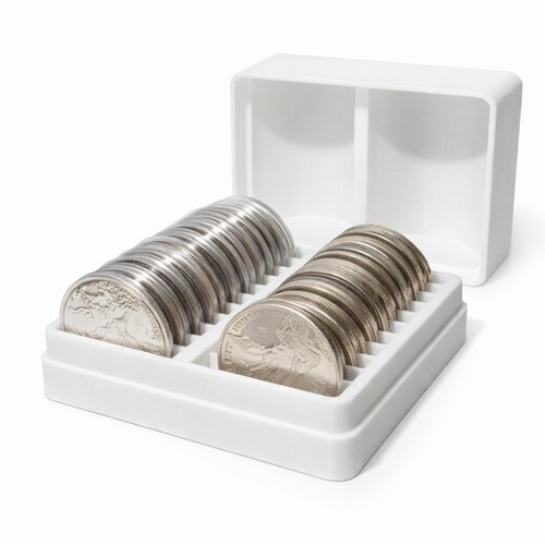 1oz Silver Coin Organizer Storage Box 40 Coin Capacity Fits Capsules ...