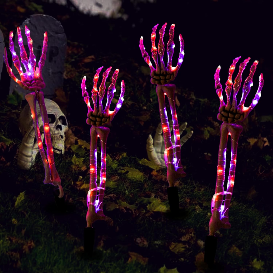 Halloween Decoration, Lighted Skeleton Arm Stake, Scary Realistic Hands ...