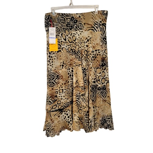 Ruby Rd 18 Leopard Artsy Animal Print Ruffle Maxi Skirt Career Whimsy ...