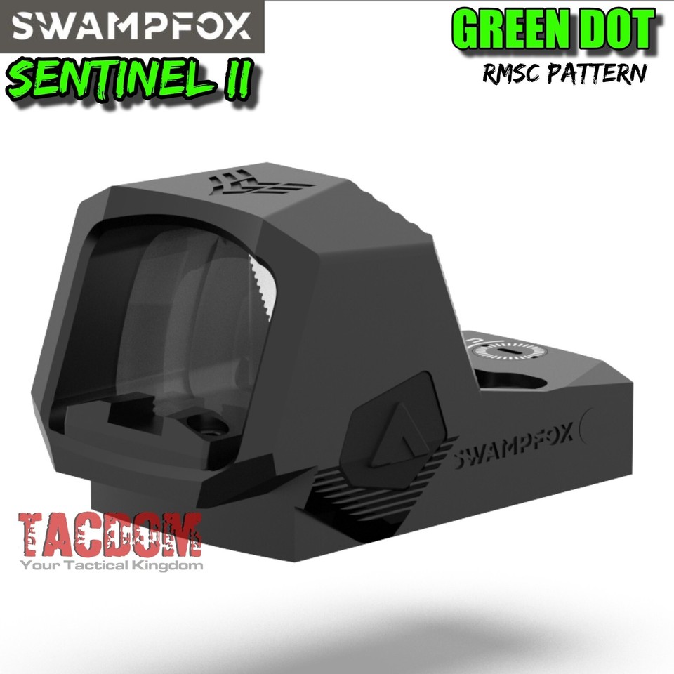 SwampFox SENTINEL II 2 GREEN Dot RMSc Pattern Optic BACKUP REAR SIGHT ...
