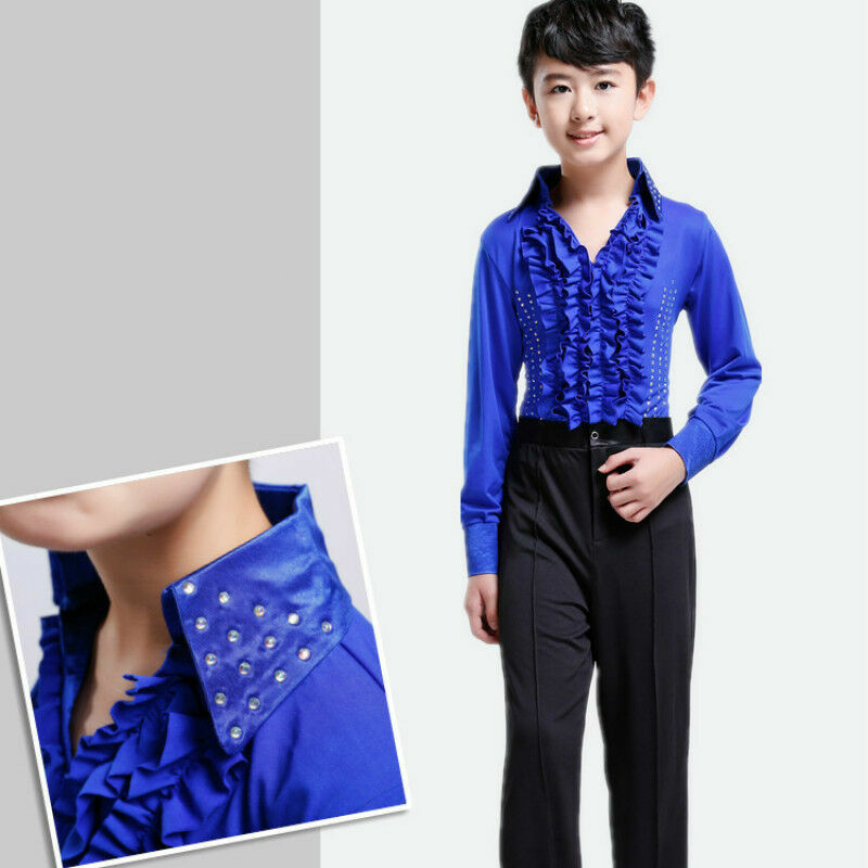 Boys Dance Shirt Black Trousers Ballroom Modern Salsa Samba Latin Tango ...