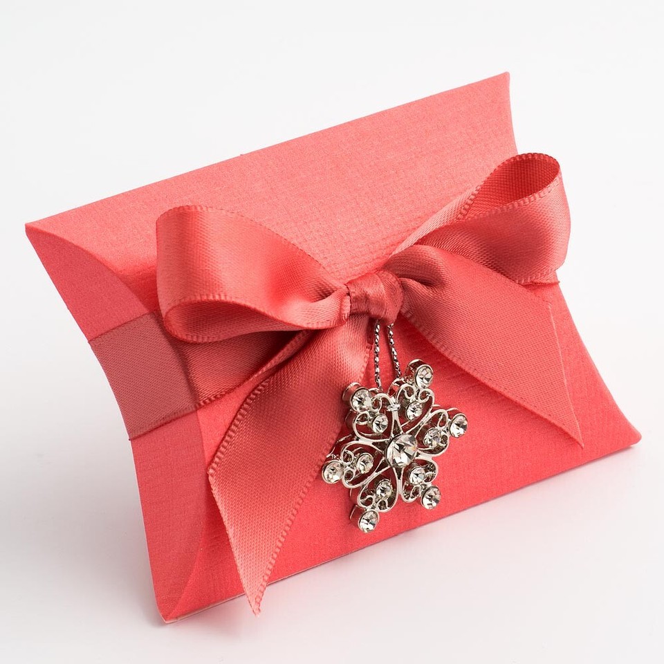 Silk Coral Wedding Favour Boxes - Luxury DIY Party Gift Boxes Box Only ...
