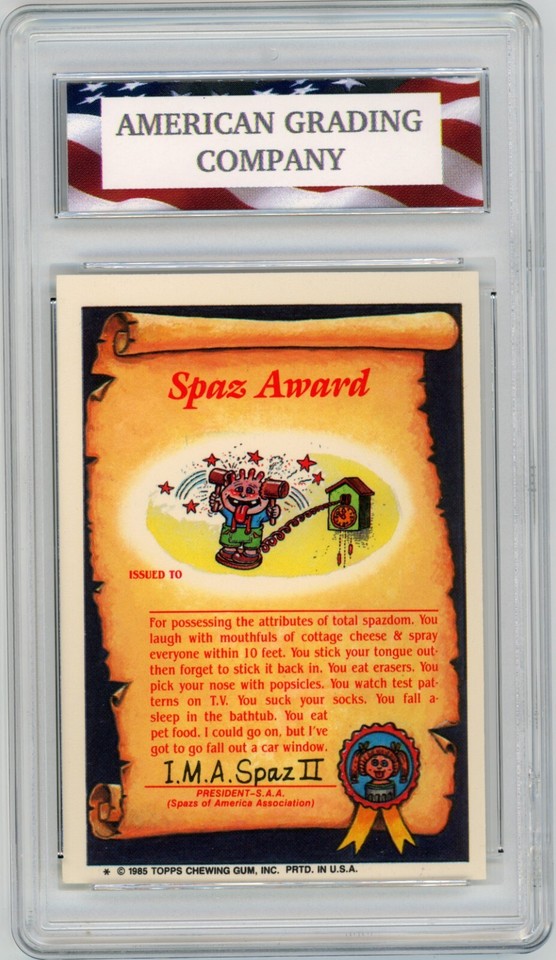 1985 Topps Glossy Garbage Pail Kids #42A Patty Putty Spaz Award AGC 9 ...