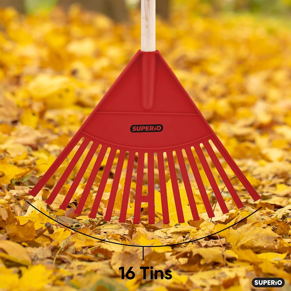 Superio Kids Garden Rake with Hardwood Handle Red Head to Sweep Leaves ...