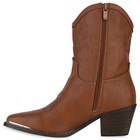 Damen Cowboy Boots Stiefeletten Stickereien Holzoptikabsatz 839934 ...