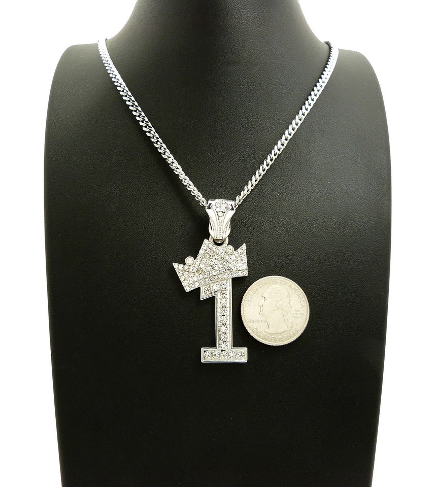 NEW # 1 to 9 NUMBER PENDANT & 24" VARIOUS CHAINS & COLOR HIP HOP ...