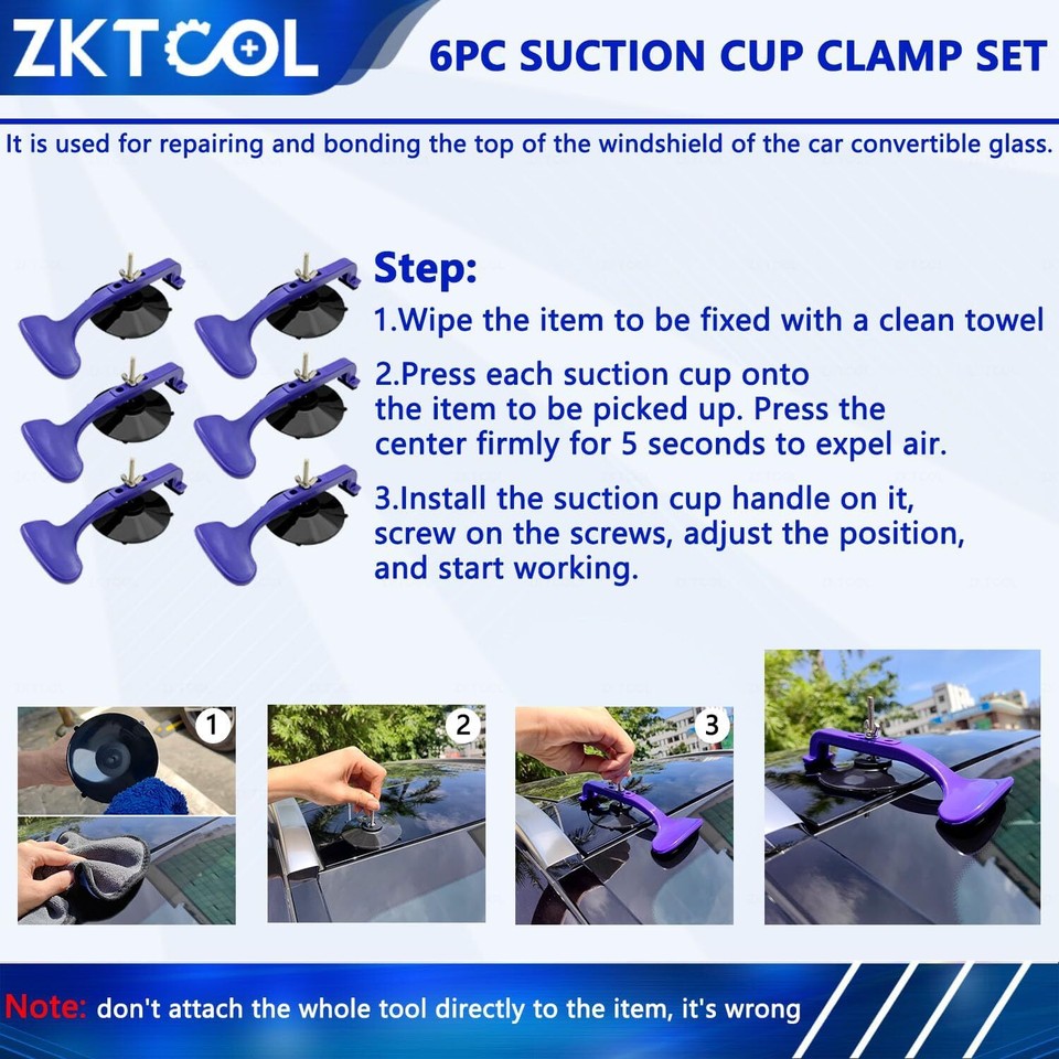 6 Pcs Suction Cup Clamp Set for Car Convertible Glass Windshield Top ...