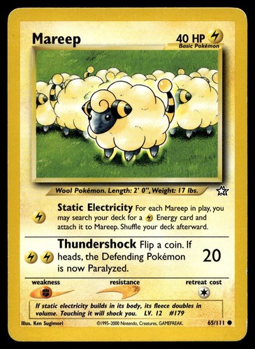 Mareep 65/111 Pokemon Card Neo Genesis Common 40 HP Lightly Played H35 ...