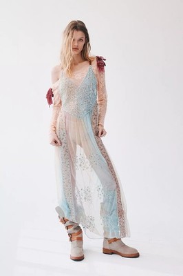 Free People Intimately In Your Dreams Maxi Slip Dress Embroidered XL ...