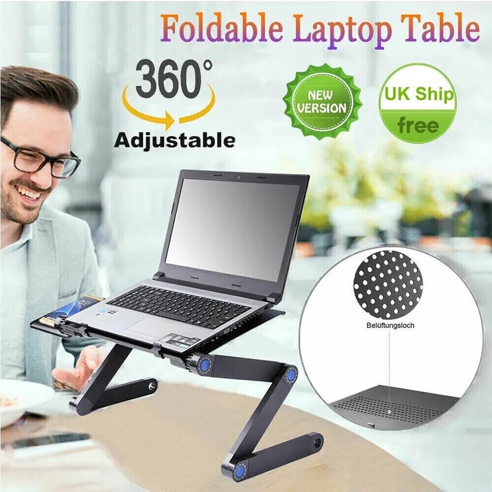 Folding Laptop Desk Table Bed Adjustable Portable Computer Stand Tray ...