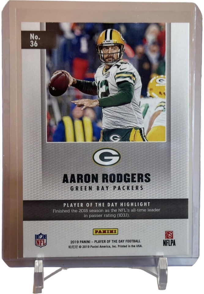 2019 Panini Player of the Day Aaron Rodgers Packers Card #36 W/Top ...