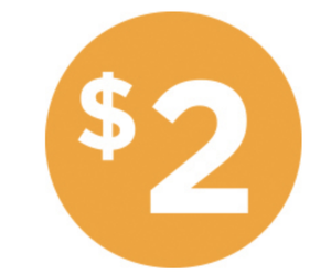 Two Dollar $2 Icon Price Labels 1000 each per roll size 1" Round Oval ...