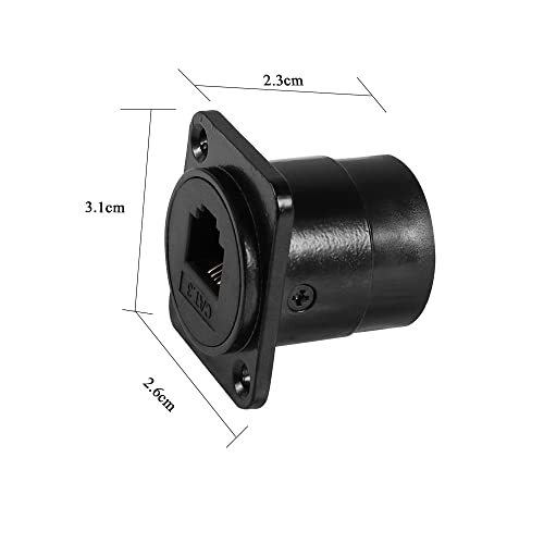 Rj11 Rj12 6P6c Panel Mount Connector Black Zinc Alloy Durable Telecom ...